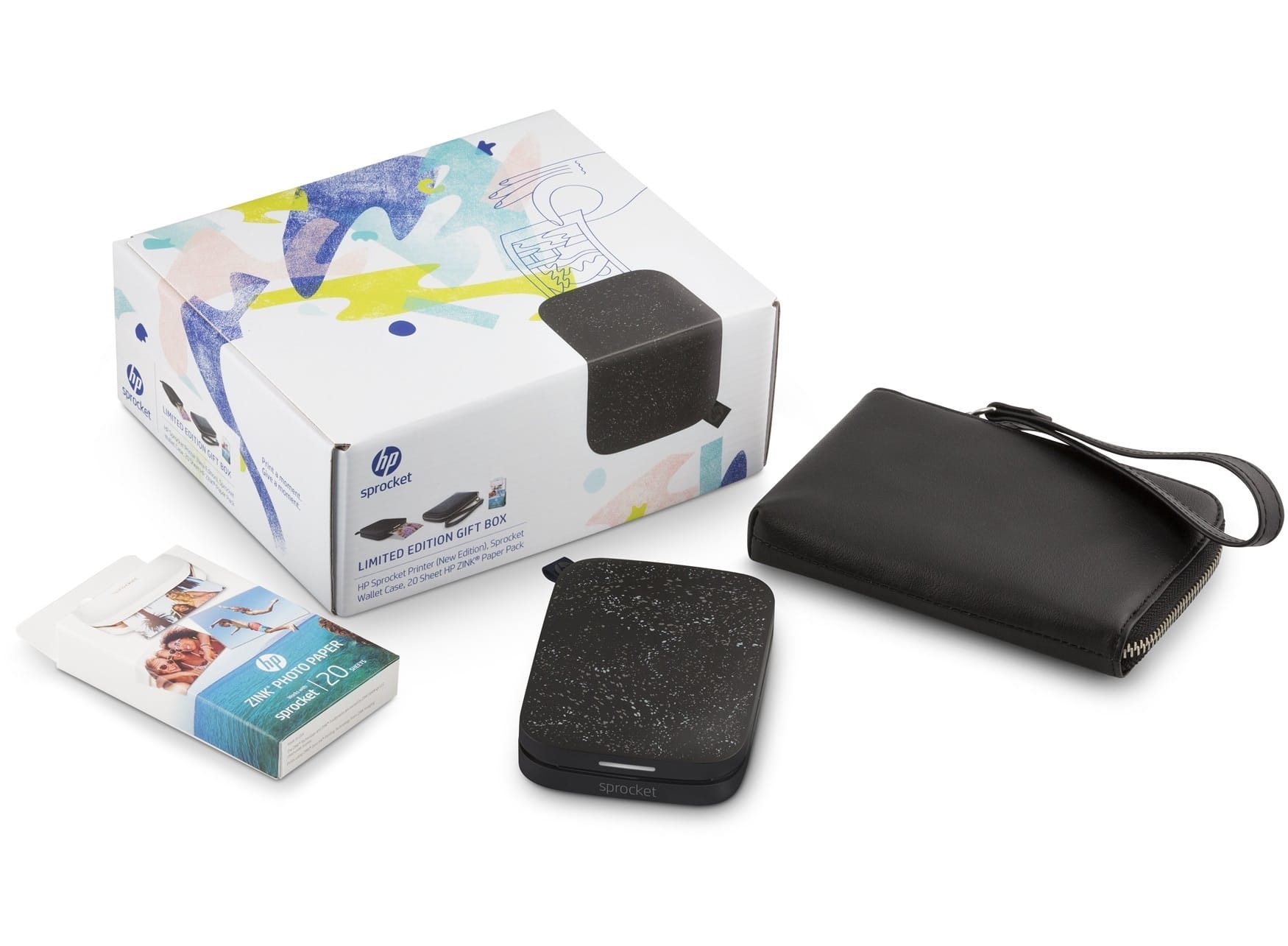 HP Sprocket Photo Printer Gift Box Bundle - Noir - Limited Edition