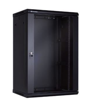 Linkbasic Cabinet Flat 18U Wall Mount Freestanding Rack - Black