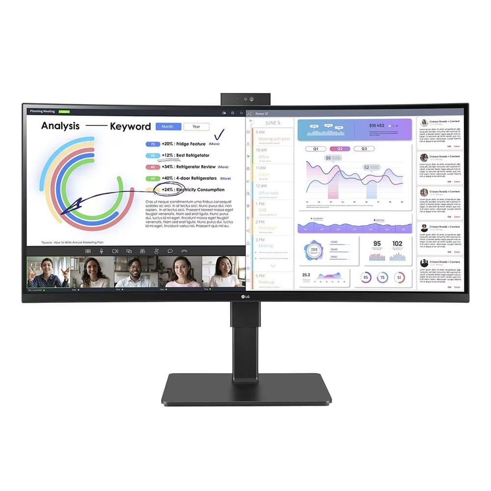 LG 34BQ77QC B 34" Ultrawide WQHD IPS Curved USB-C Height Adjustable Monitor