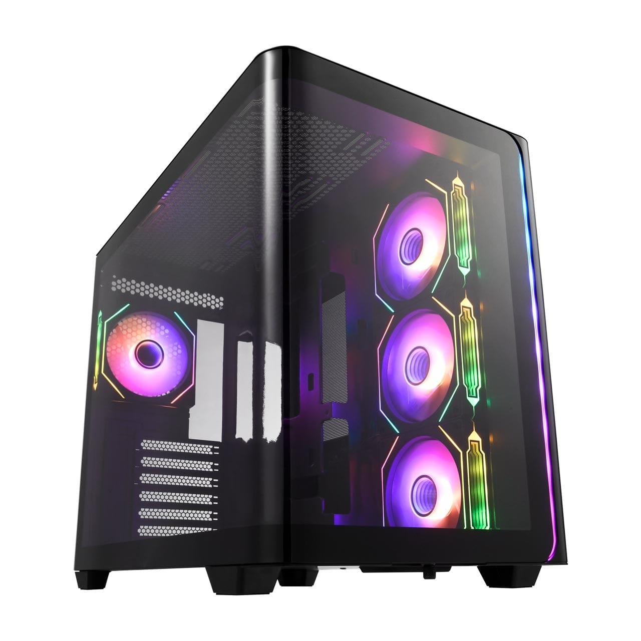 FSP M580 Curved Glass Panoramic Sea View Mid-Tower ATX Gaming Computer ...