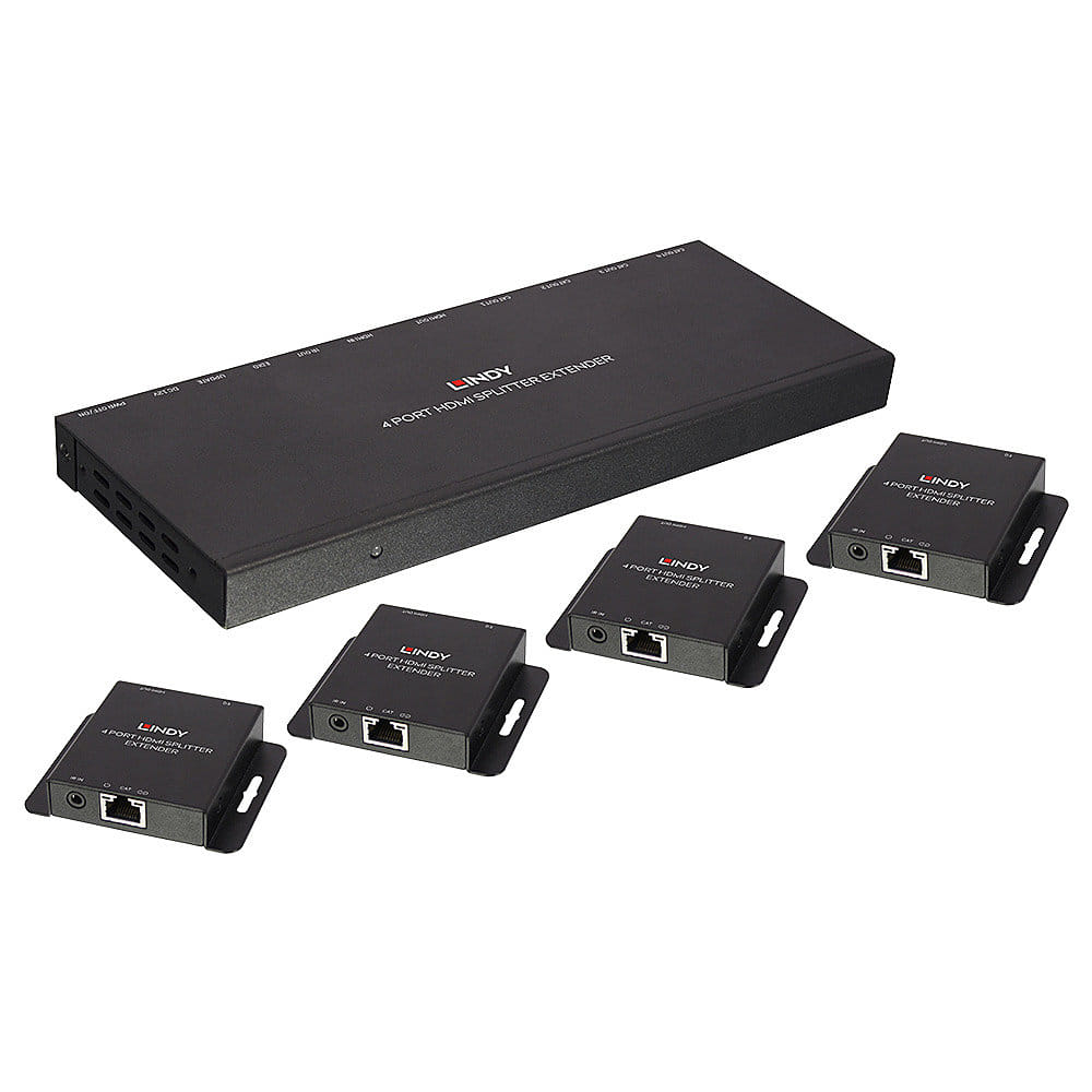 Lindy 70m CAT6 4-Port HDMI And IR Splitter Extender - With Loop Out