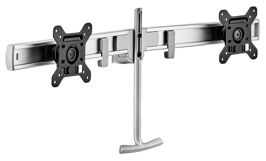 Atdec AWM Dual Monitor Rail - Silver Built-In Arm