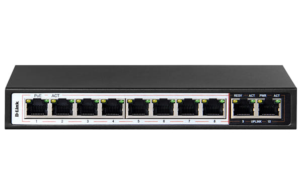 D-Link DES-F1010P-E 10-Port PoE Switch With 8 Long Reach 250m PoE Ports ...