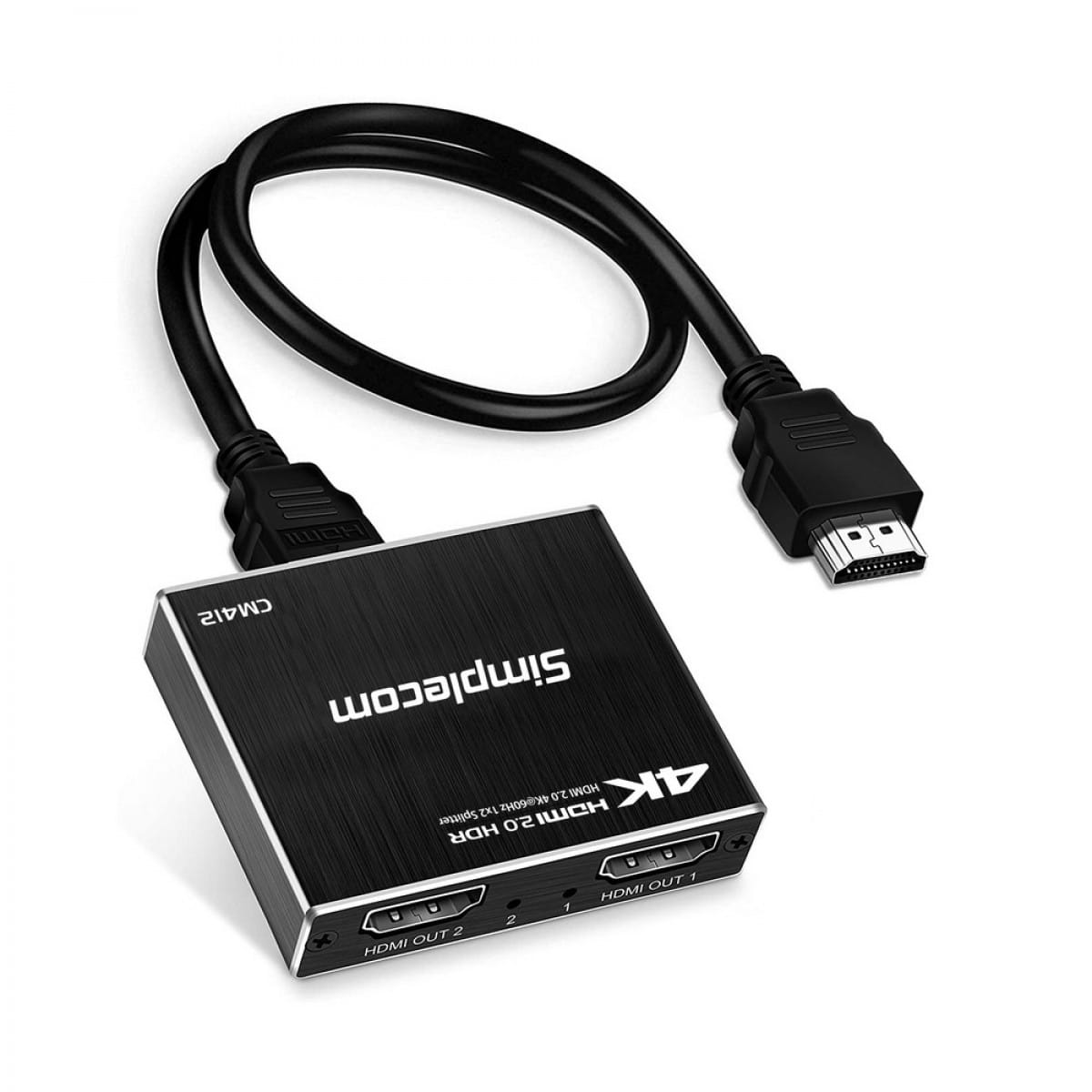 Simplecom HDMI 2.0 1x2 Splitter 1 in 2 Out HDMI Duplicator