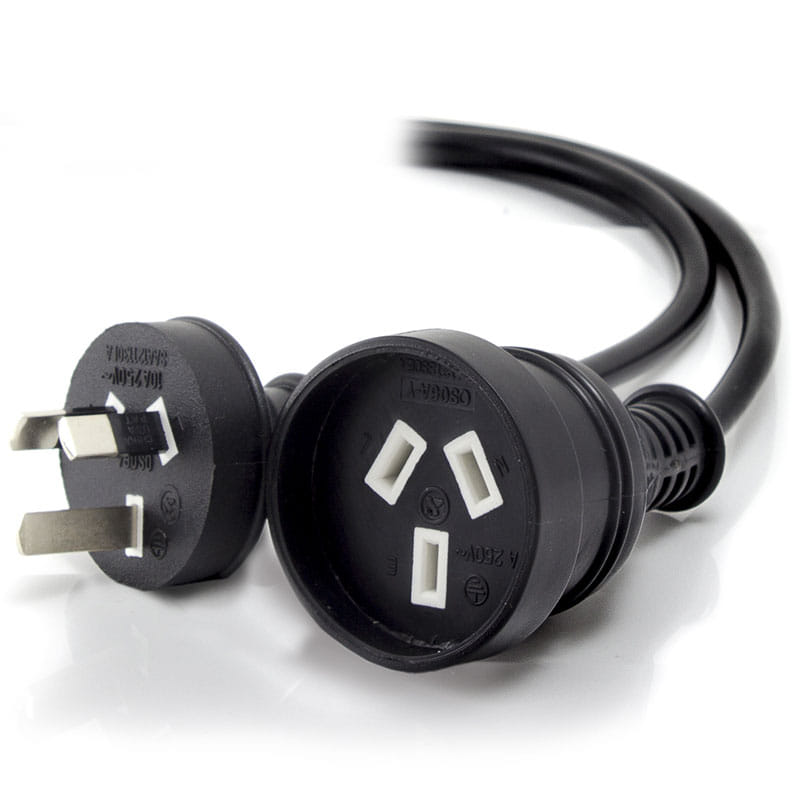 Alogic 3m Aus 3 Pin Mains Power Extension Cable BLACK Male to Female