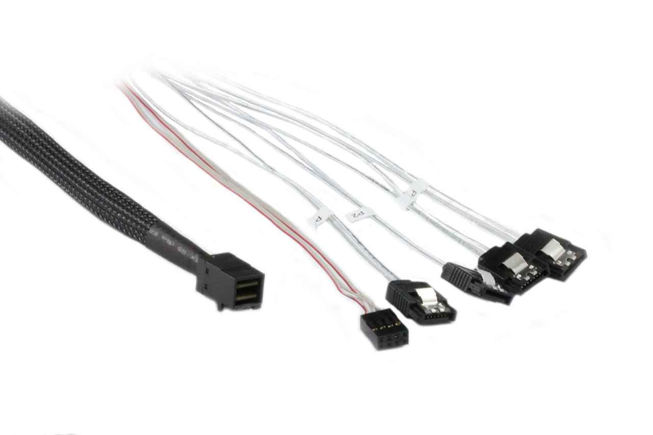 100CM Mini SAS HD to 4 x SATA Cable with Side Band