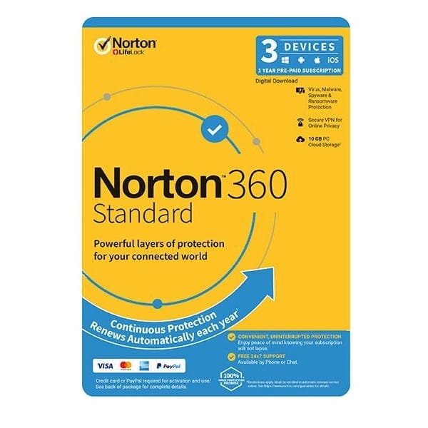 Norton 360 Standard 10GB AU 1 User 3 Dev ESD Version