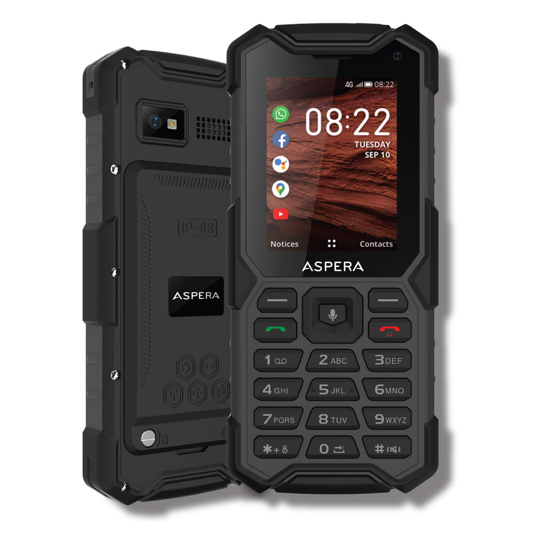 Aspera R40 4G Rugged Phone Keypad IP68 - Black