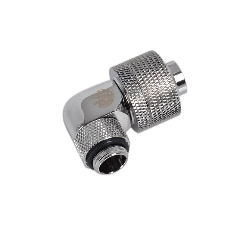 Bitspower Soft Tube ID 1/2" OD 3/4" 90-Degree Compression Fitting - Silver