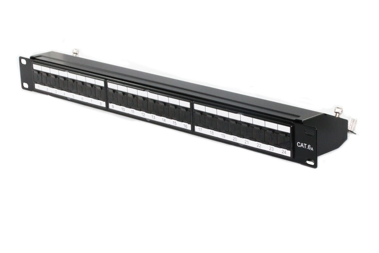 24-Port CAT6A Shielded Fully Loaded Patch Panel