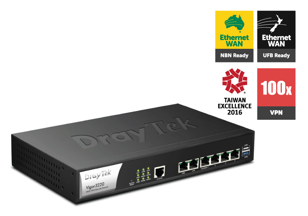 DrayTek Vigor 3220 Quad Gigabit Broadband Firewall QoS IPv6 Router