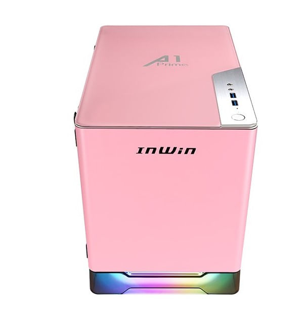 Inwin A1 Prime Mini-ITX Tempered Glass Case With 750W Power Supply - Pink