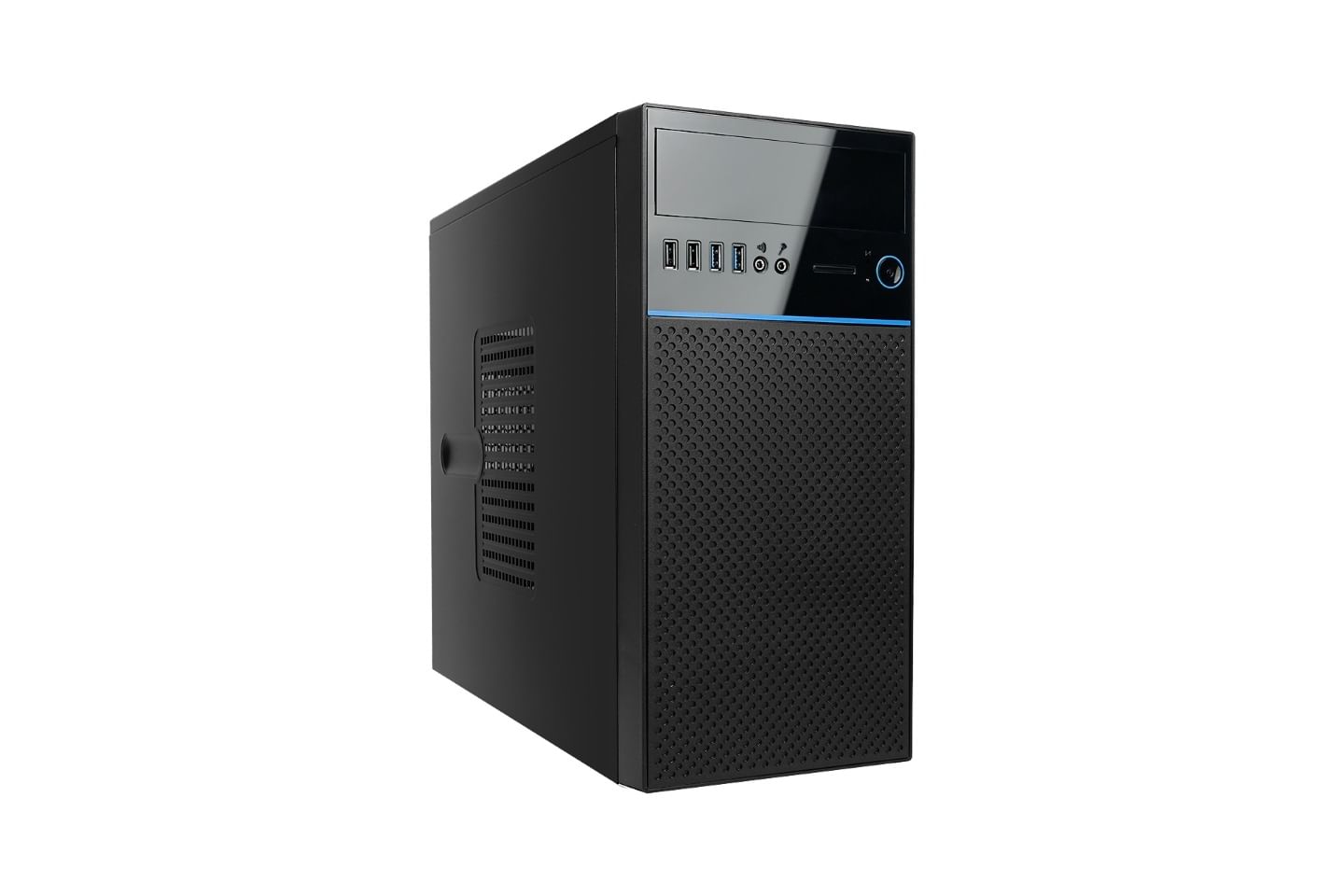InWin EN708 Micro-ATX Mini-Tower Case With 450W Power Supply - Black/Blue