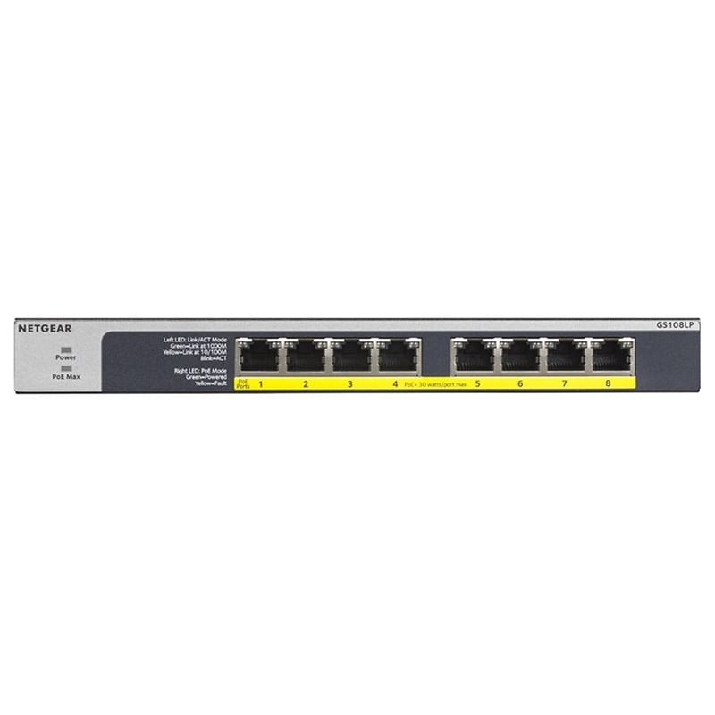 Netgear GS108LP 8-Port PoE/PoE+ Gigabit Ethernet Unmanaged Switch