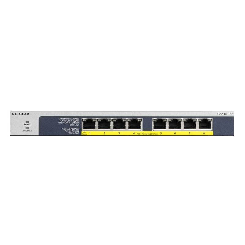 Netgear GS108PP 8-Port PoE/PoE+ Gigabit Ethernet Unmanaged Switch