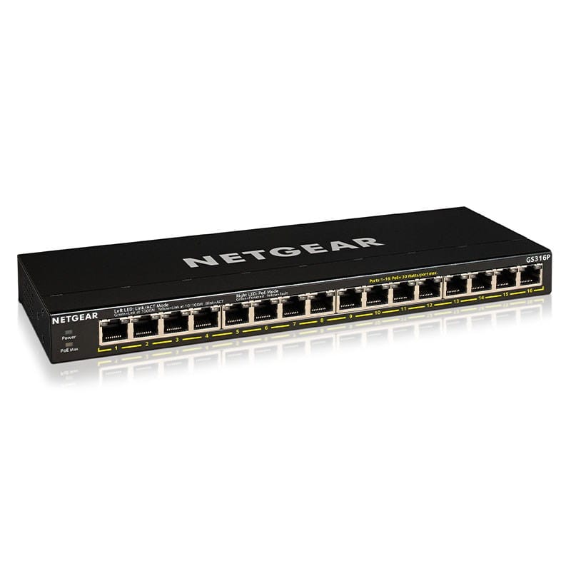 Netgear GS316P SOHO 16-Port Gigabit PoE+ (115W) Unmanaged Switch With ...