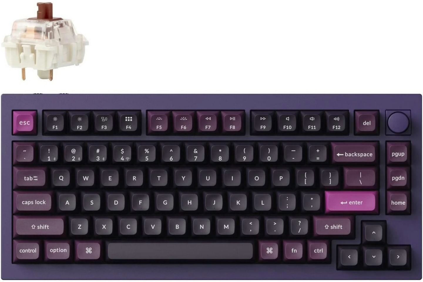 Keychron Q1 Max RGB Purple Wireless Mechanical Keyboard - Brown Switch