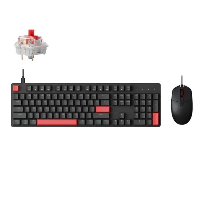 Lemokey X2 Full-Size Red Backlight Mechanical Keyboard - Red Switch ...