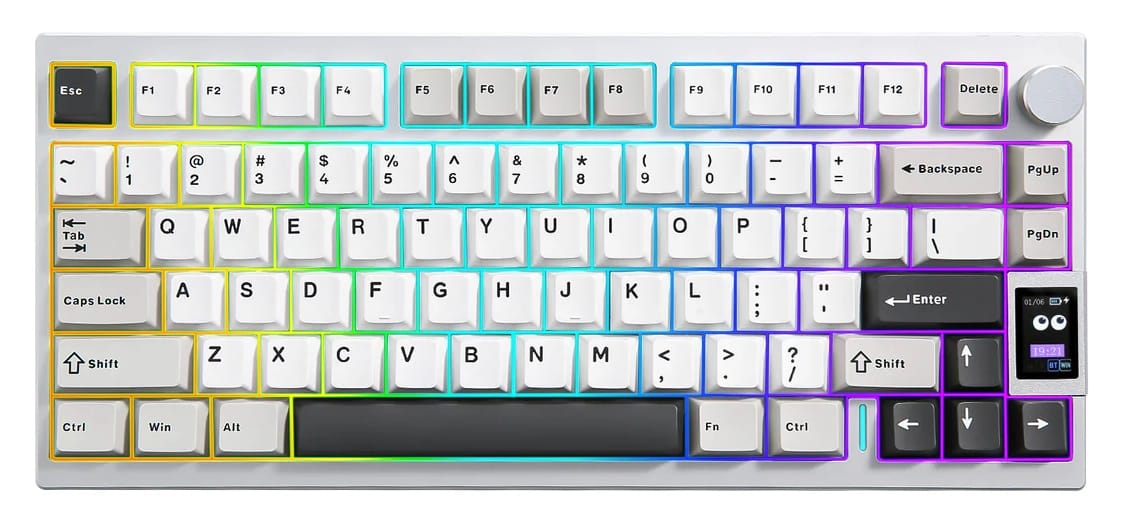 YUNZII AL80 QMK/VIA RGB Wireless Mechanical Silver Keyboard - Gateron ...