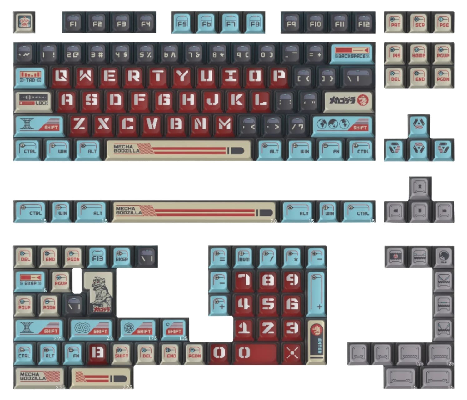 Keytok KOL Mechanical Godzilla PBT Dye-Sub Keycaps 157pcs/Set