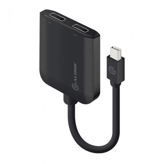 Alogic Mini DisplayPort to Dual DisplayPort 1.2 Adapter - 4K 30Hz Black