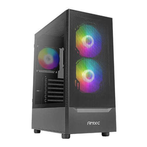 Antec ATX LED Control Tempered Glass Side Mid-Tower Gaming Case - Black