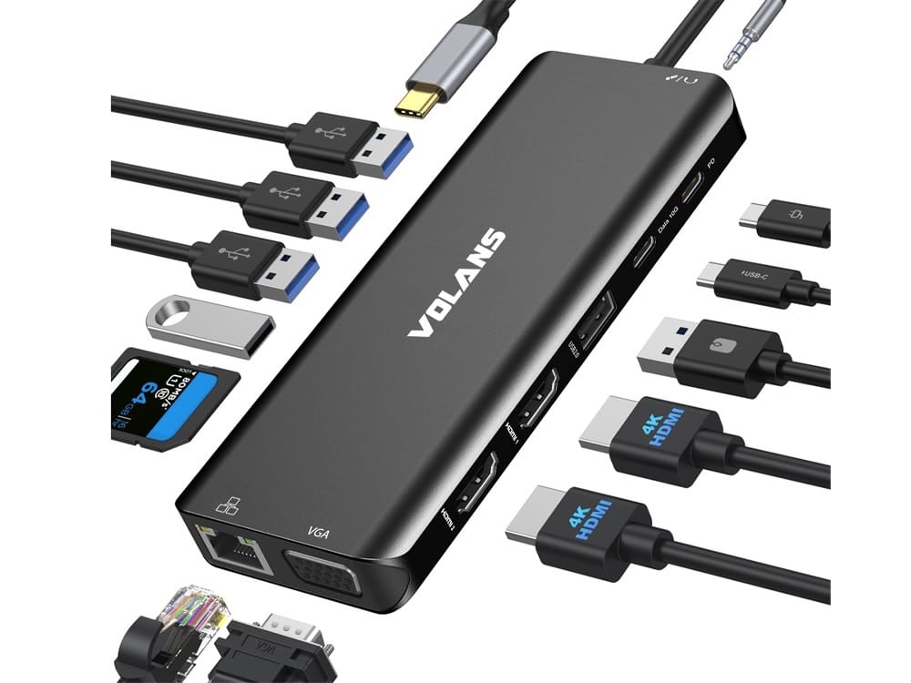 (Open Box) Volans USB-C Triple Display Alt. Mode Docking Station - With ...