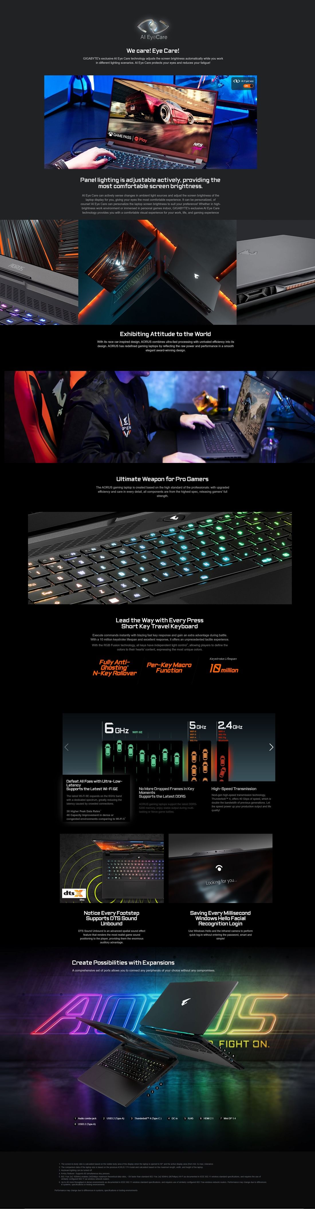 Gigabyte Aorus 17H, 17.3" FHD 360Hz, 13th Gen i7-13700H, 16GB RAM, 1TB ...