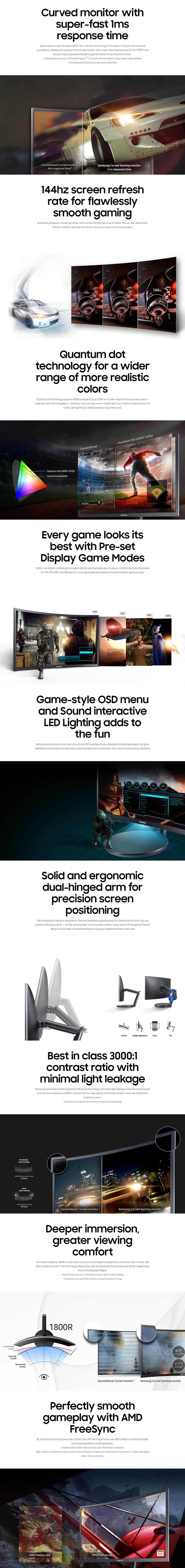 Samsung C27FG70FQE 27" Full HD 1ms 144Hz Curved Quantum Dot Monitor