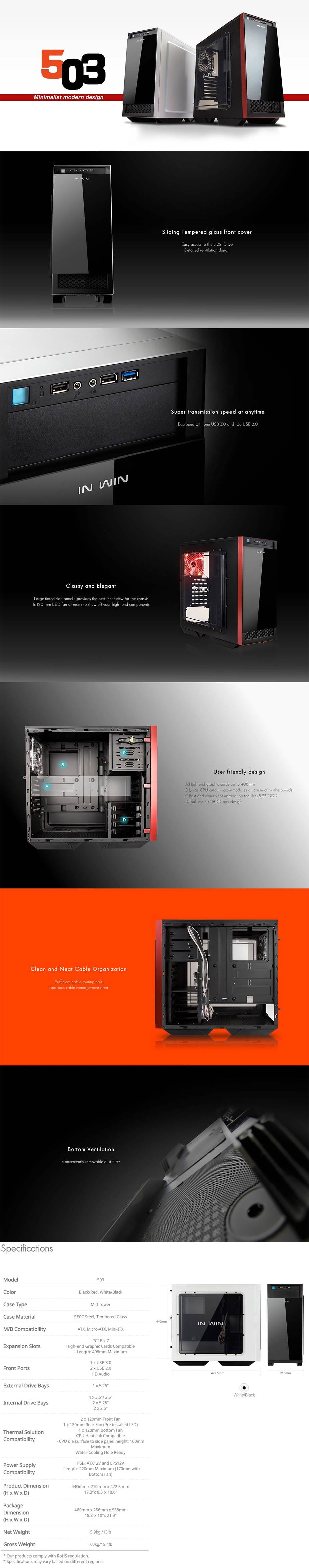 InWin 503 White Mid Tower Case