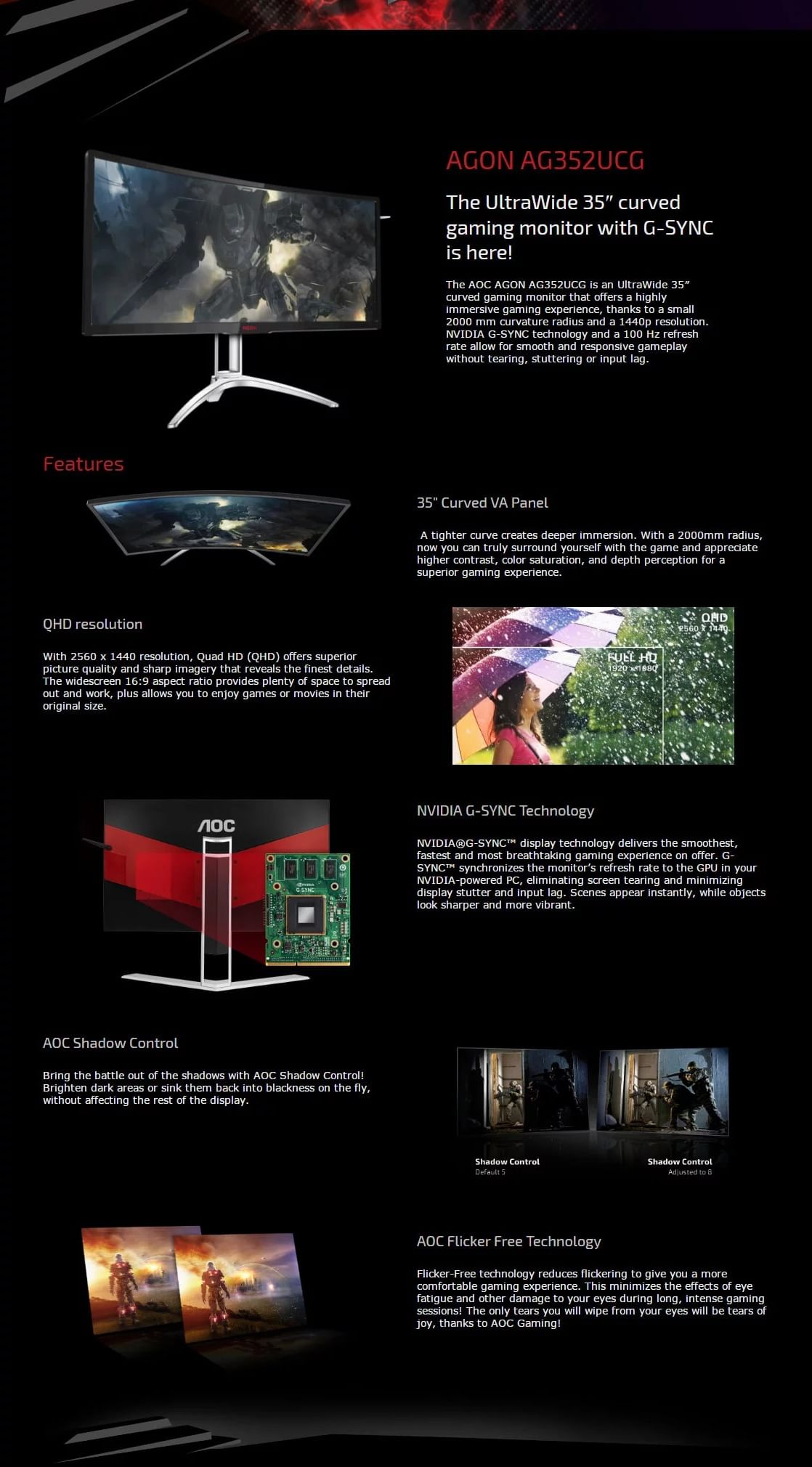 AOC AGON AG352UCG 35" G-Sync Curved UltraWide Gaming Monitor