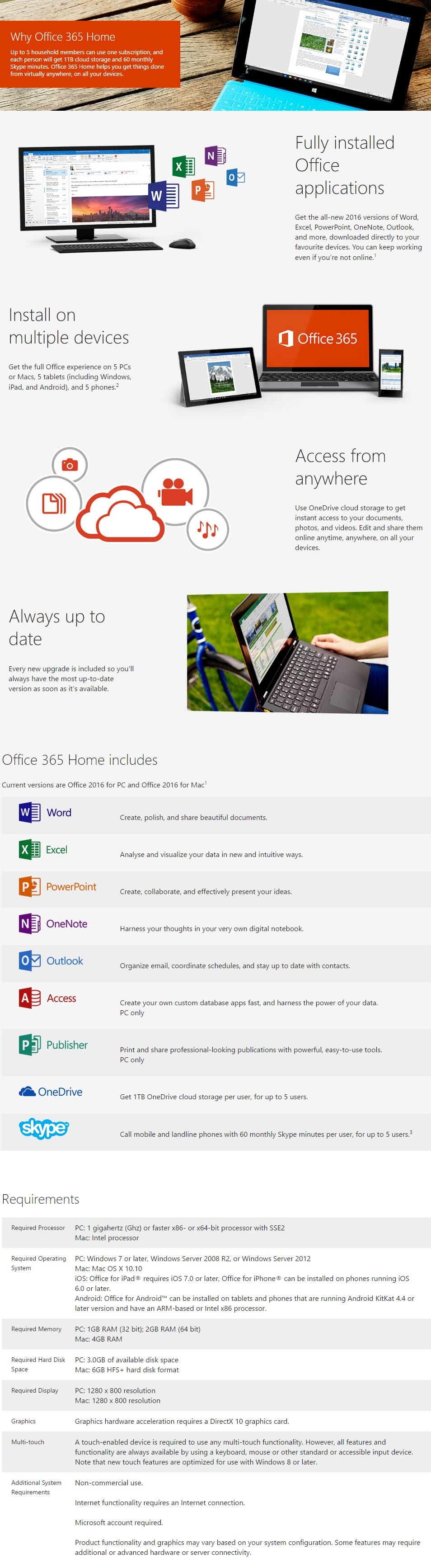 Microsoft Office 365 Home 5 Devices 1 Year Subscription