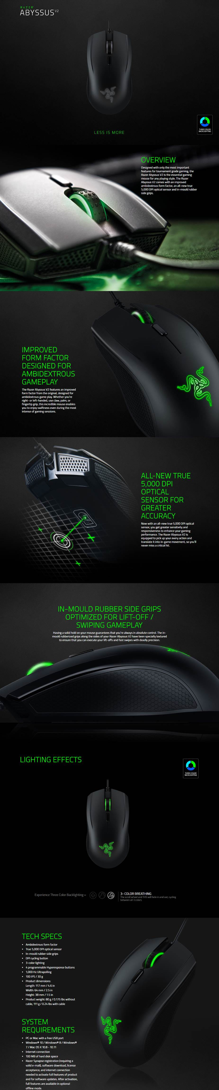 Razer Abyssus V2 Ambidextrous Optical Gaming Mouse