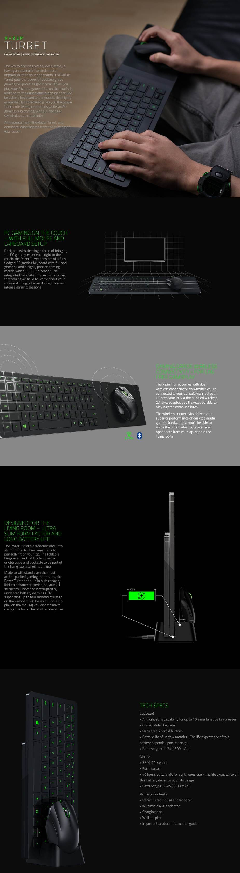 Razer Turret Living Room Gaming Mouse and Lapboard