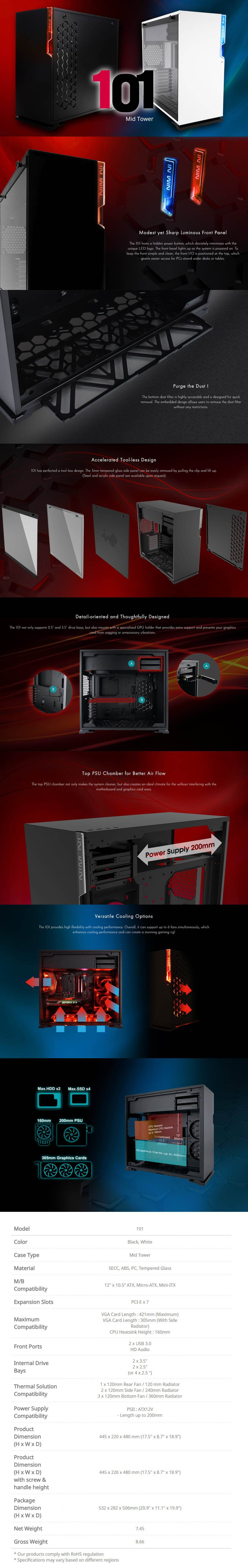 InWin 101-Black MID TOWER ATX Windowed Case Black