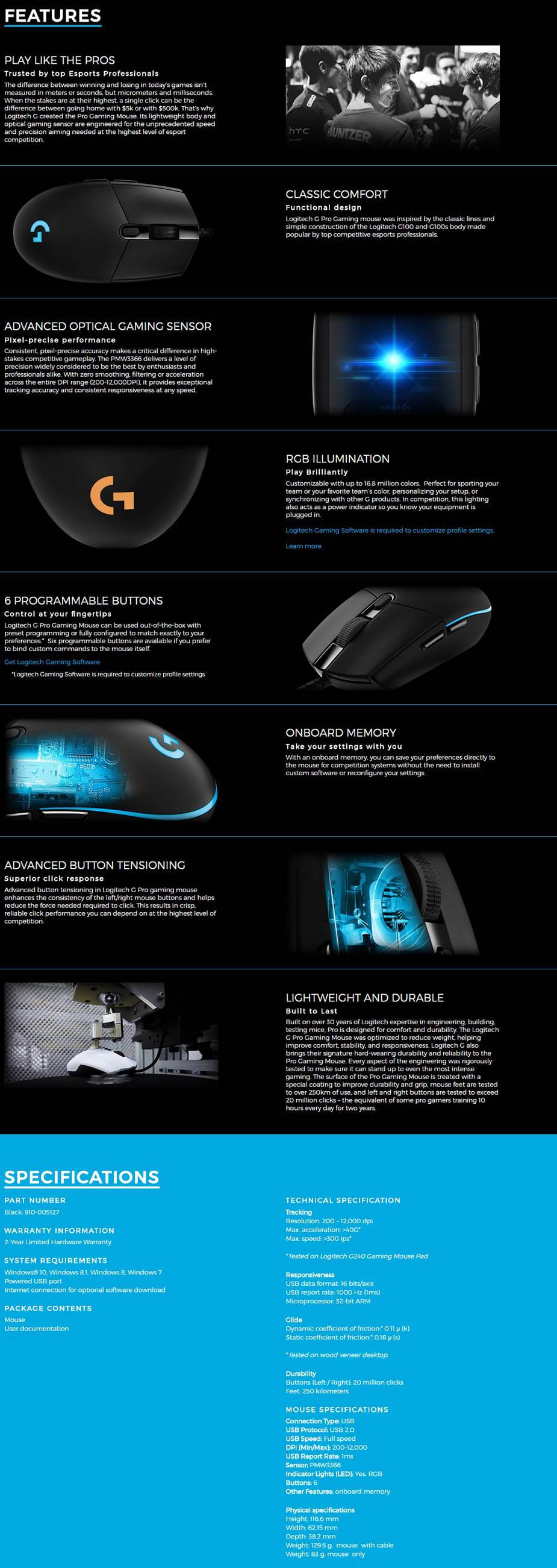 Logitech G PRO Gaming RGB Optical Mouse