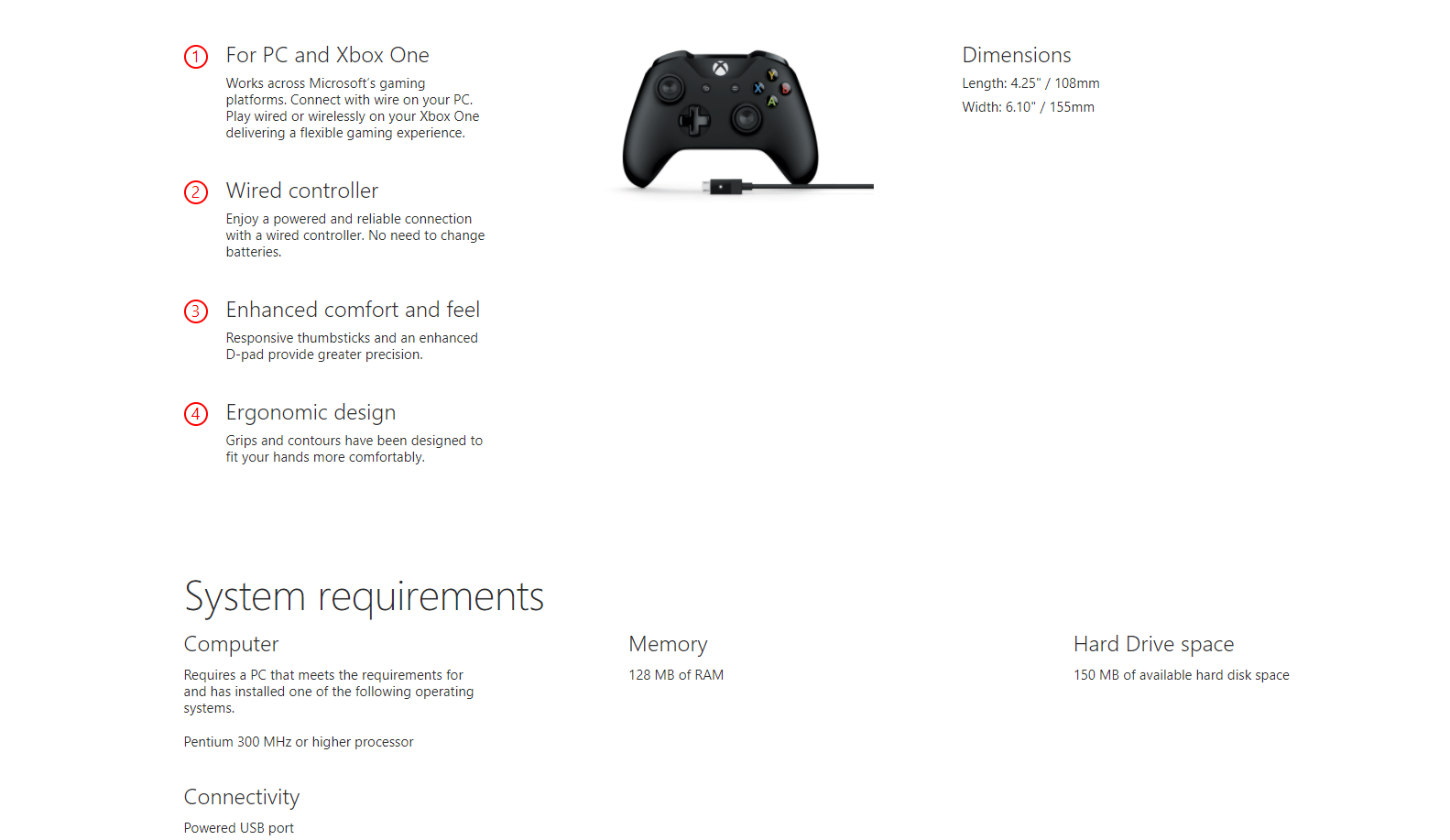 Microsoft Xbox One Controller With Cable