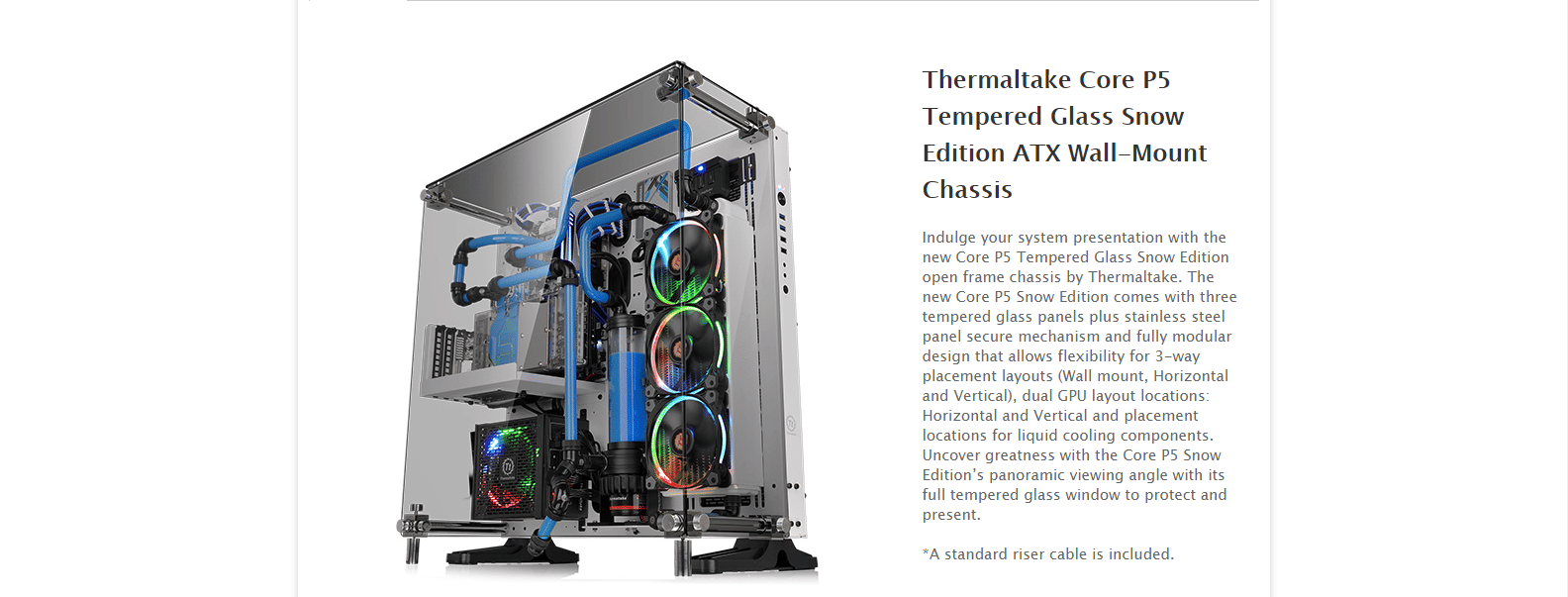 Thermaltake Core P5 Tempered Glass ATX Wall Mount Case White