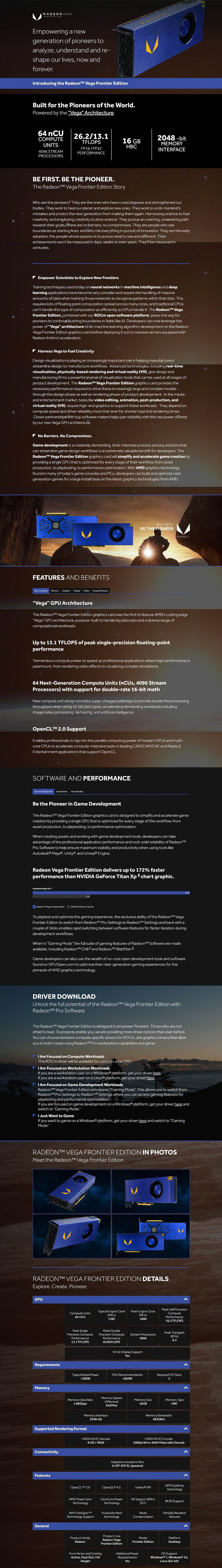 AMD Radeon Vega Frontier Edition 16GB Graphics Card