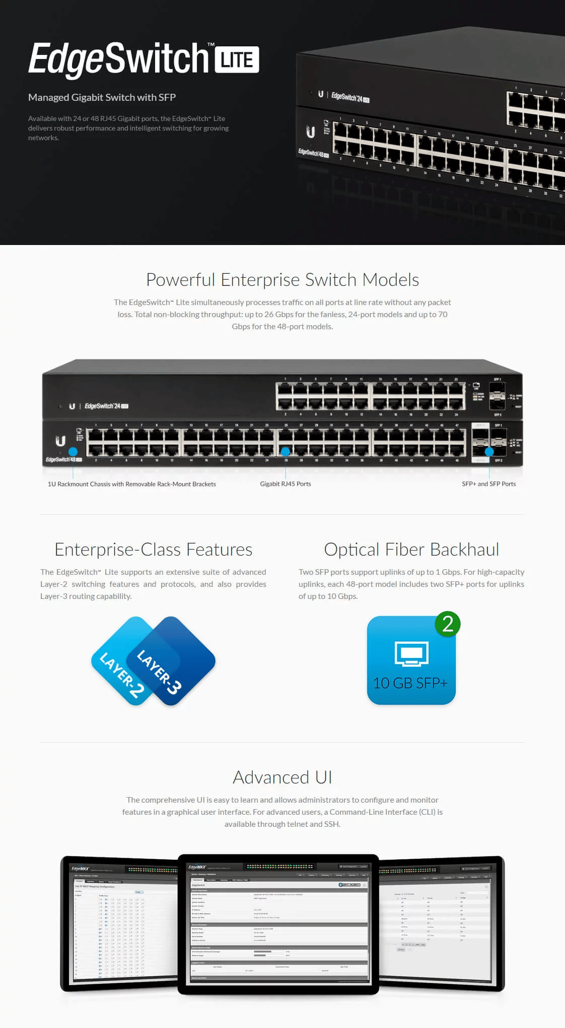 Ubiquiti EdgeSwitch 48-Port Managed Gigabit Switch 2 SFP/2 SFP+