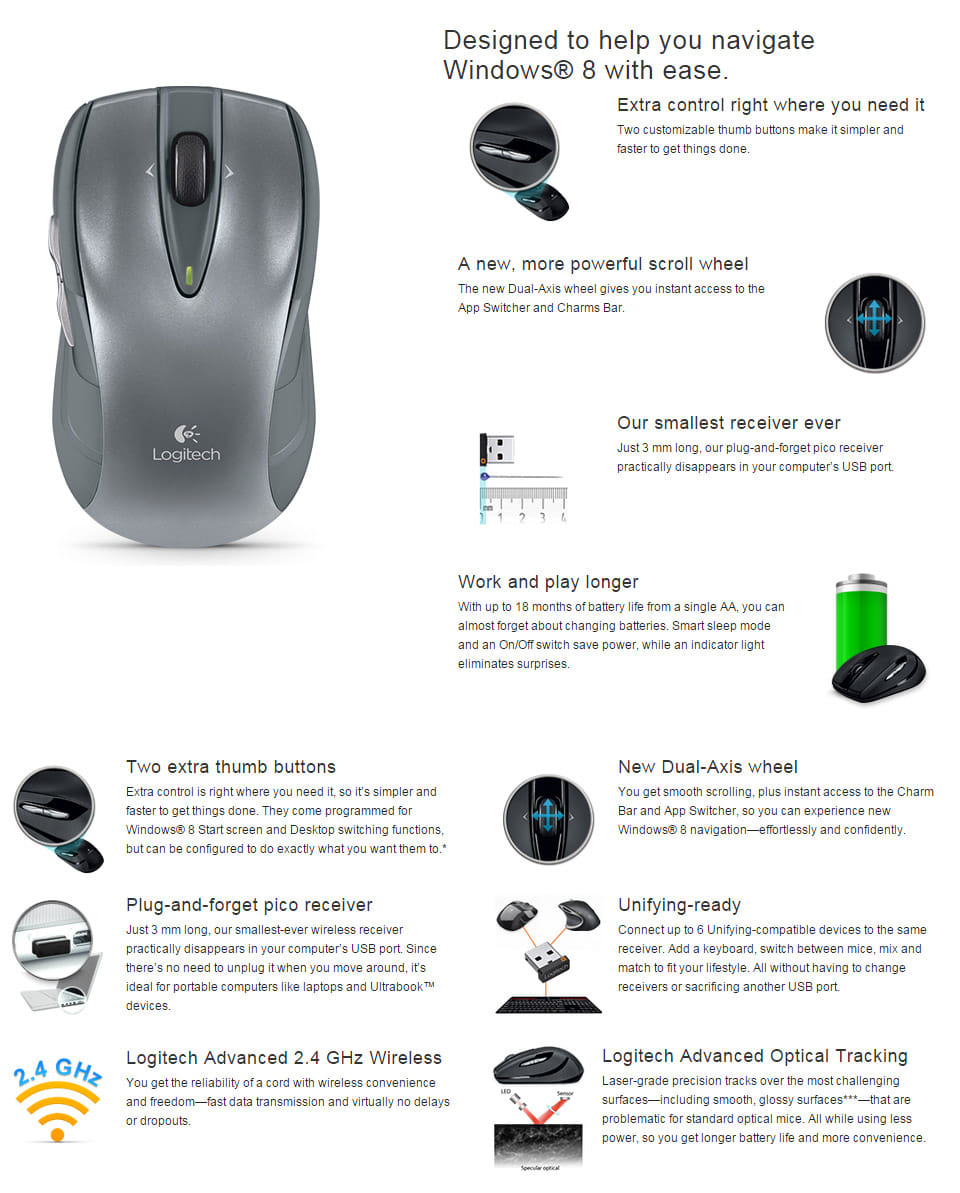 Logitech M545 Wireless Mouse - Silver