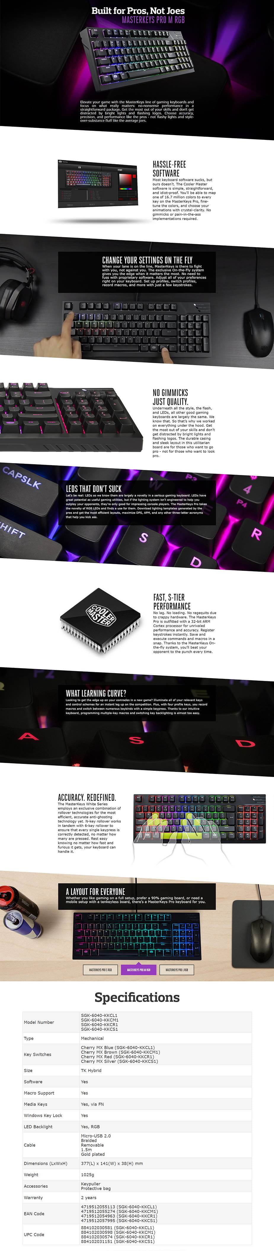 Cooler Master Masterkeys Pro M RGB Cherry MX Red Mechanical Gaming Keyboard