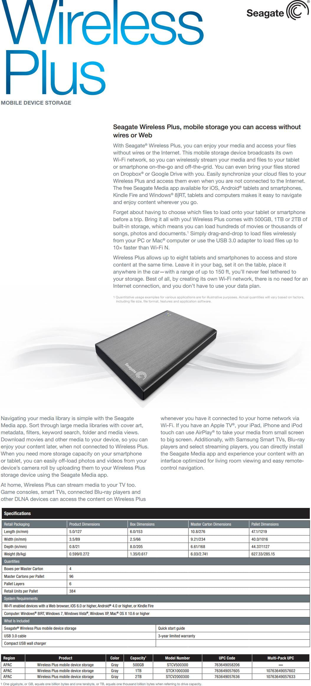 Seagate Wireless Plus 1TB External Hard Drive