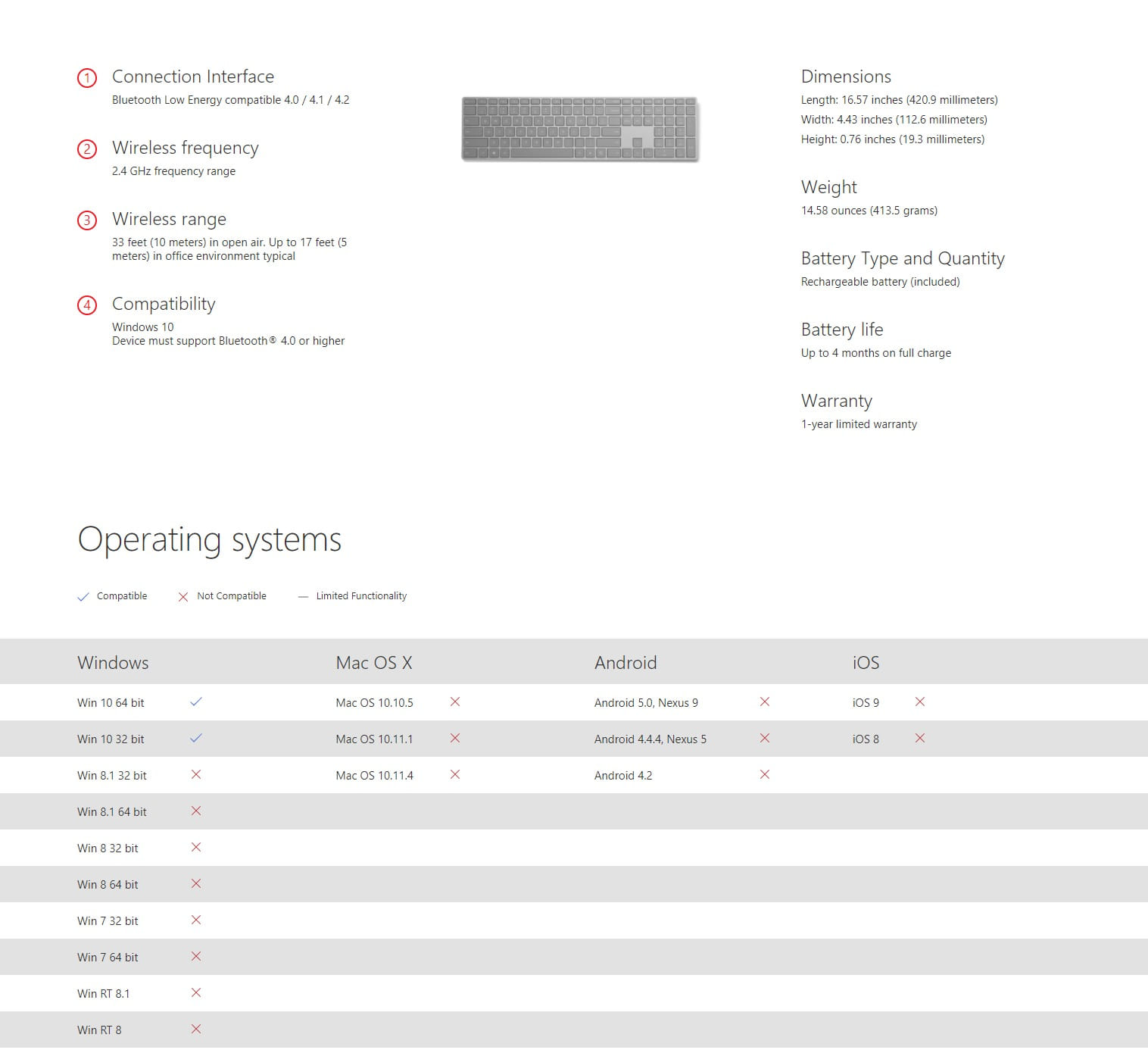 Microsoft Modern Keyboard With Fingerprint ID - Gray