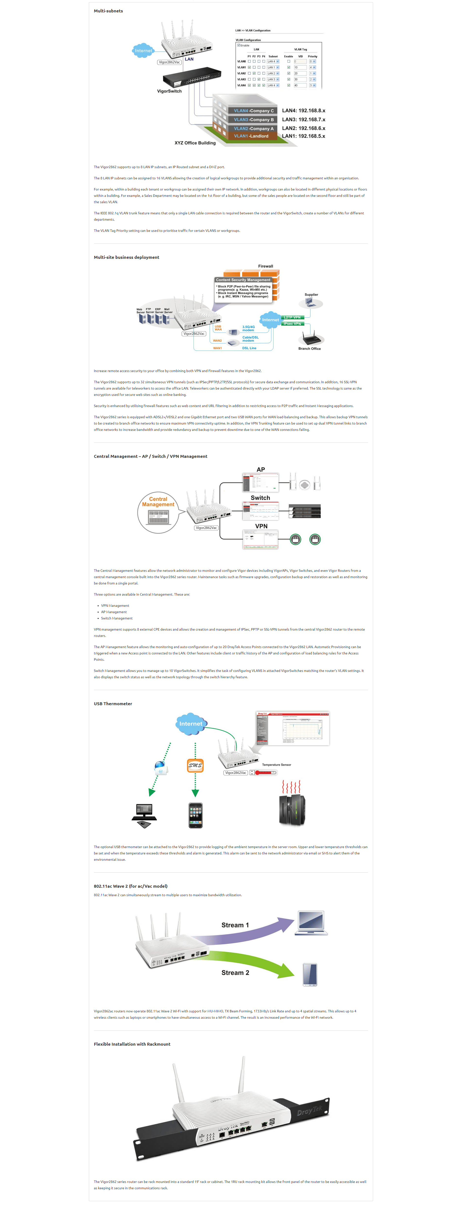 Draytek Vigor 2862ac Ac2000 Multi Wan Vdsl2 Adsl2 Firewall Qos Ipv6
