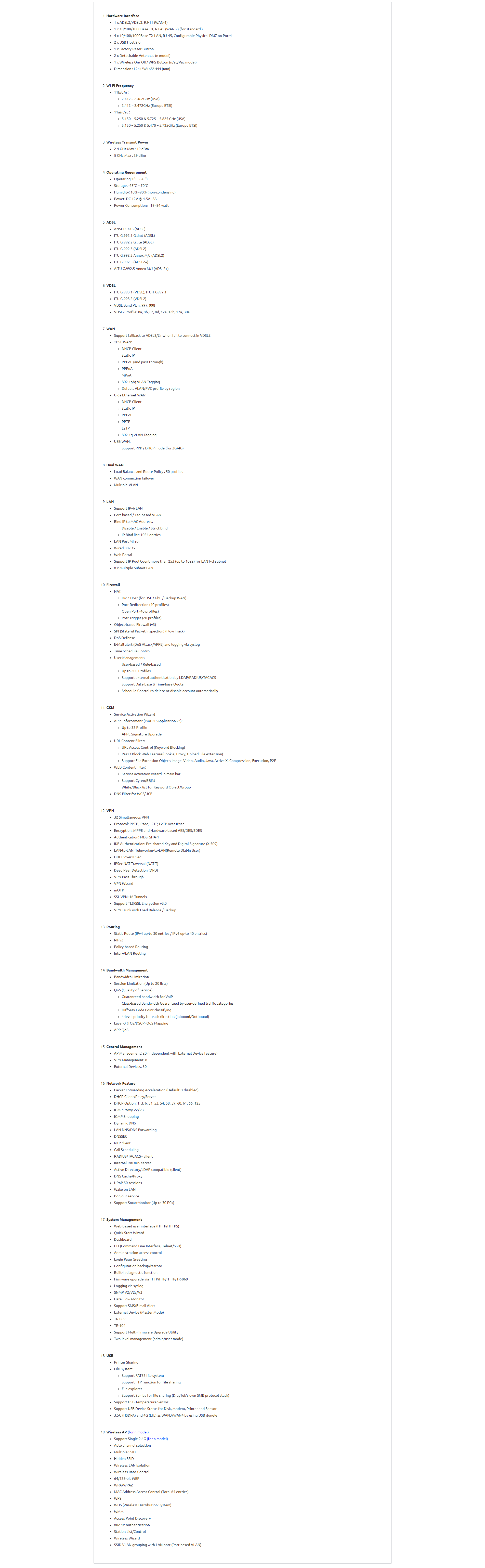 DrayTek Vigor 2862n Multi-WAN VDSL2/ADSL2+ 11n WLAN Firewall QoS IPv6 ...