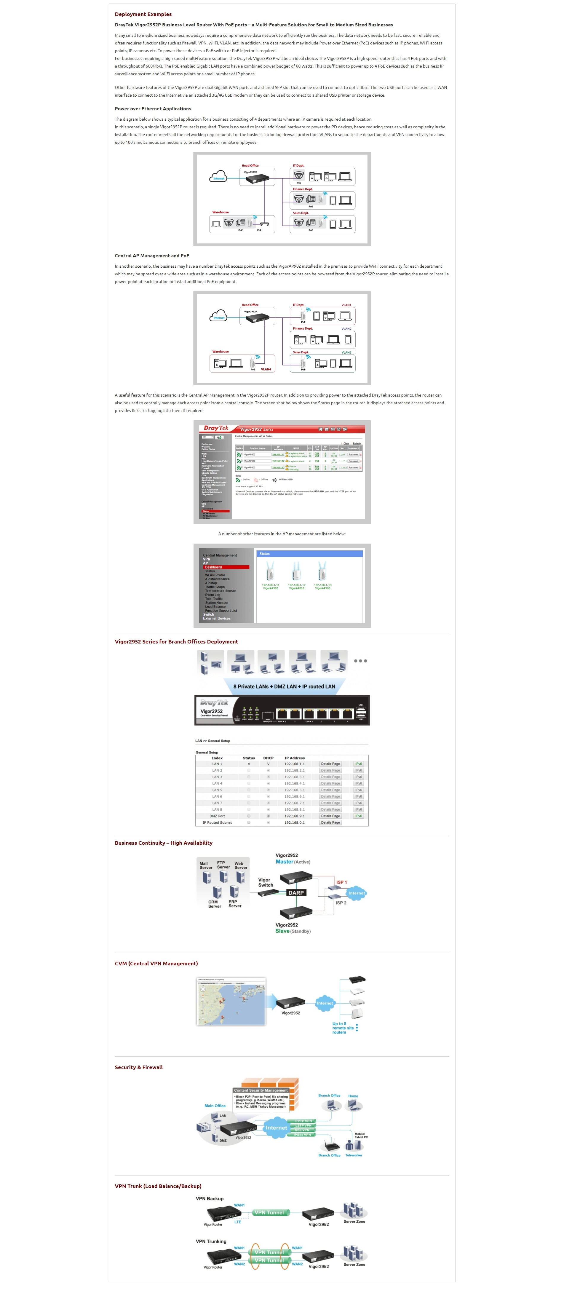 DrayTek Vigor 2952P Dual-WAN Firewall QoS IPv6 Broadband Router With ...