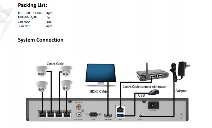 Hikvison Hiwatch Series Outdoor Digital CCTV 4 camera kit set