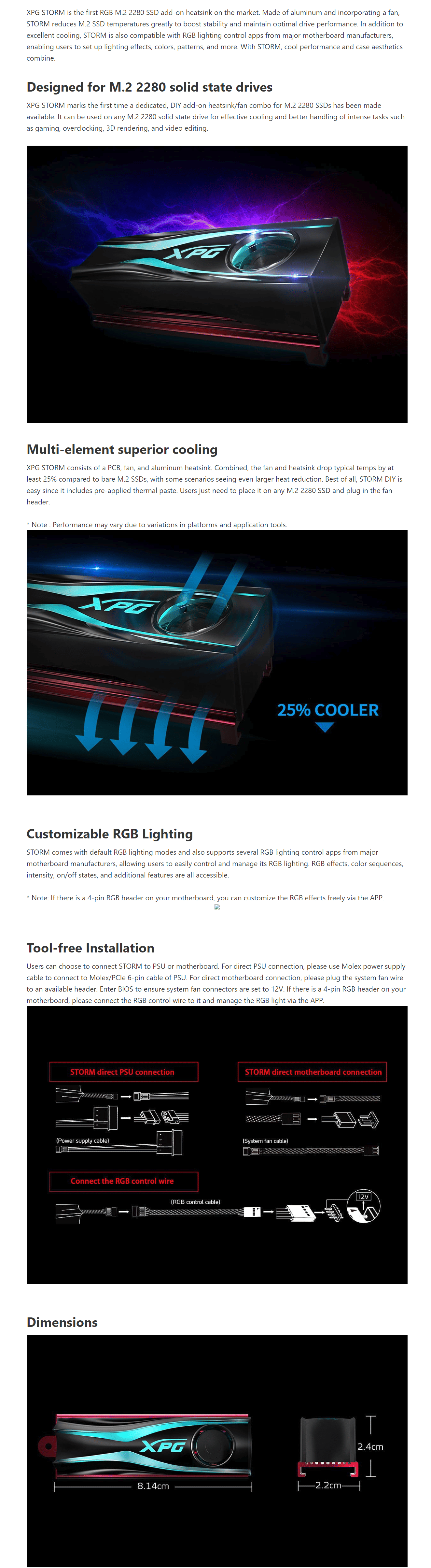 ADATA XPG STORM RGB M.2 SSD Heatsink