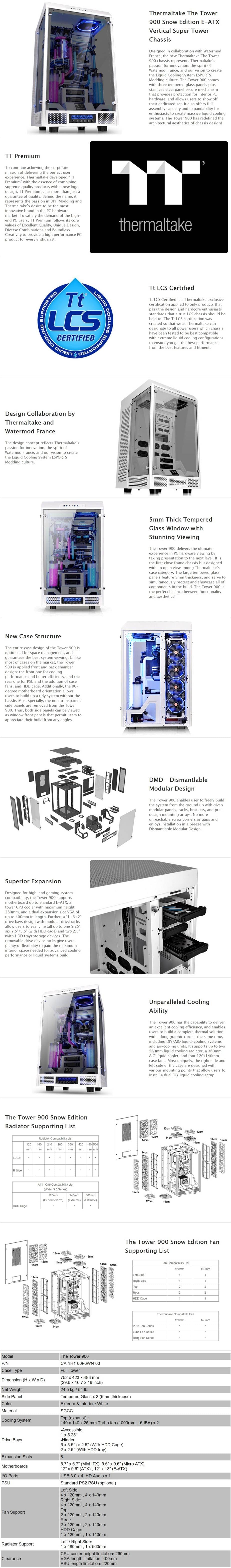 Thermaltake The Tower 900 Snow Edition E-ATX Vertical Super Tower